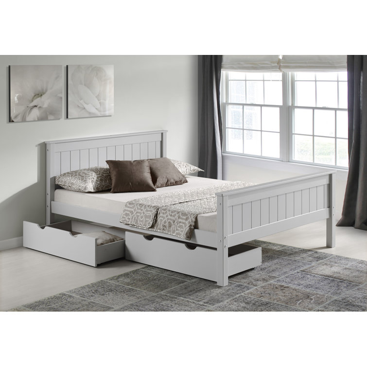 Beckett Twin Cottage Beach Design Solid Wood Frame Platform Bed With 2 Underbed Storage Drawers